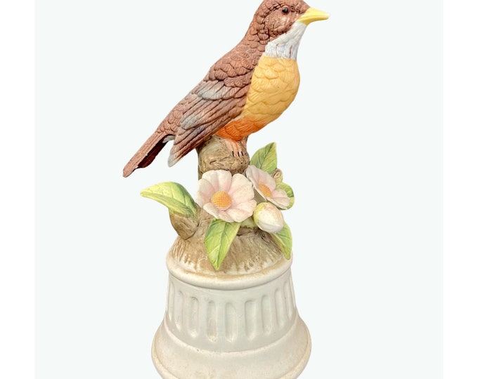 Vintage Porcelain Music Box With Robin Bird & Flowers Plays the Song ...