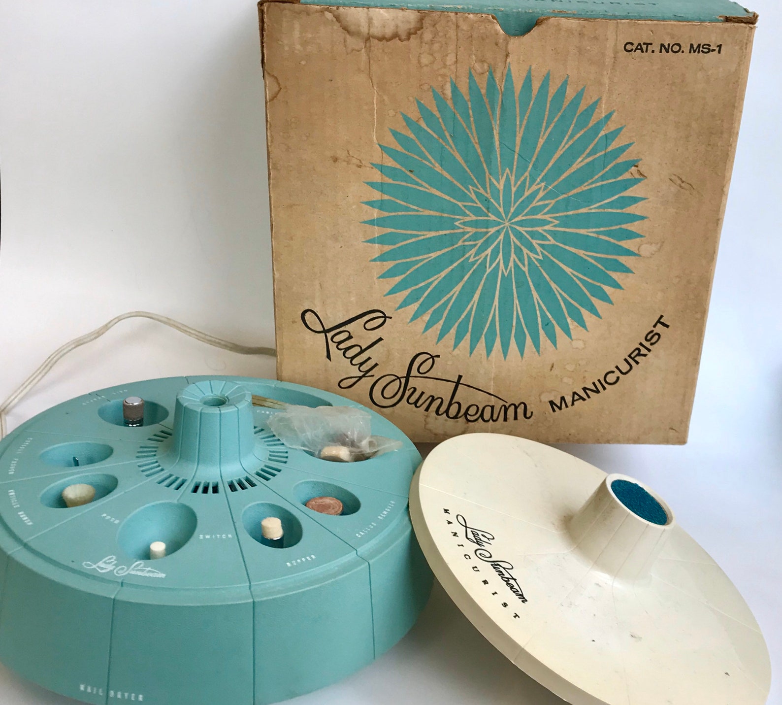 Vintage 60s Lady Sunbeam Manicurist Blue Teal Cat No Ms 1 in - Etsy