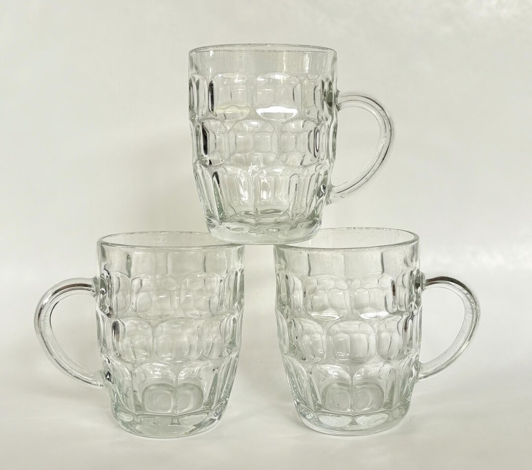 Vintage Dimple Pint Size Beer Mug With Handle Set of 3 by Arcoroc 1970s ...