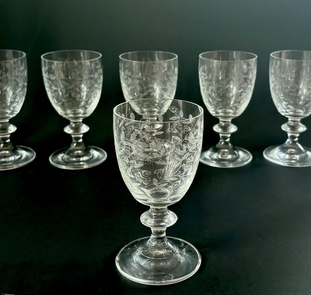 Vintage Mikasa Floral Vine Sherry Glasses – Rare Set of 6 – Etched ...