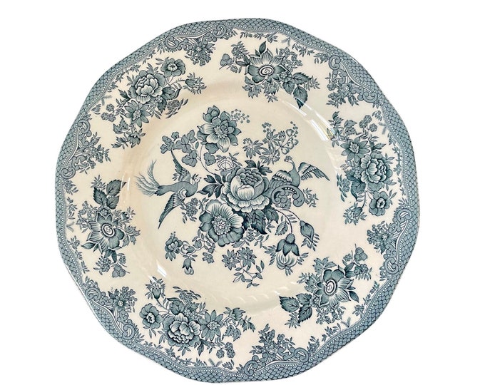 Vintage Enoch Wedgwood Cottage Rose Blue Dinner Plate England Ringtons ...