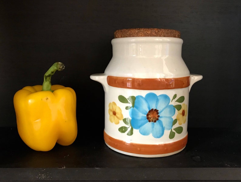 Vintage Ceramic Container With Cork Lid From Portugal - Etsy