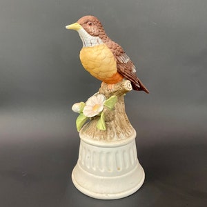 Vintage Porcelain Music Box With Robin Bird & Flowers Plays - Etsy