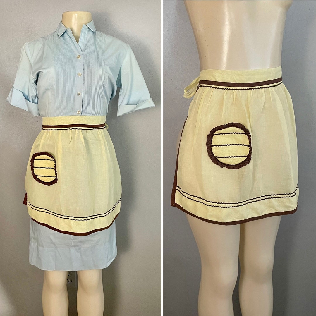 Vintage Half Apron Midcentury Kitchen Apron With Zig Zag Pattern in ...