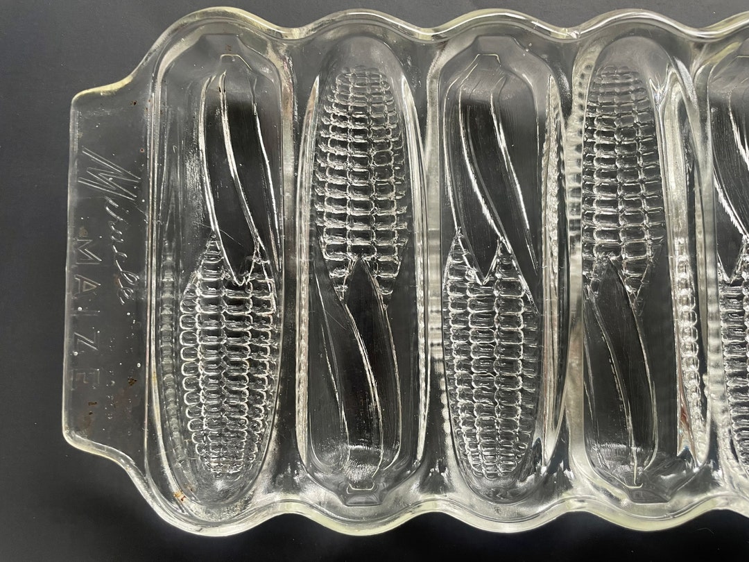 Vintage Miracle Maize Cornbread Baker Clear Glass Corn Cob Shaped ...