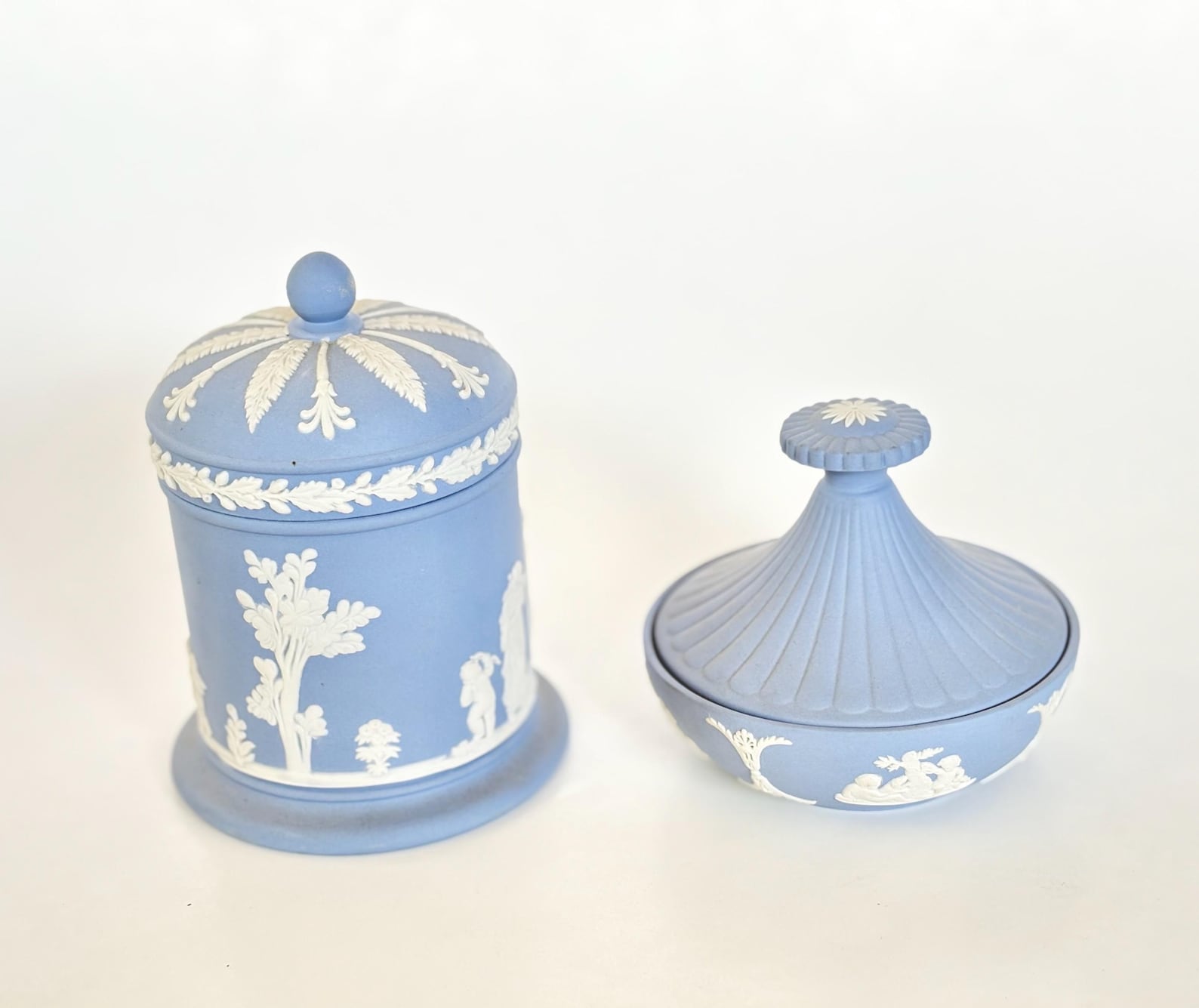 Vintage Wedgwood Jasperware – Pale Blue Jar & Lid and Rare Trinket Box ...