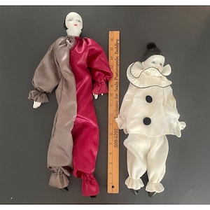 Vintage French Pierrot & Pierrette Mime Harlequin Dolls – Porcelain ...