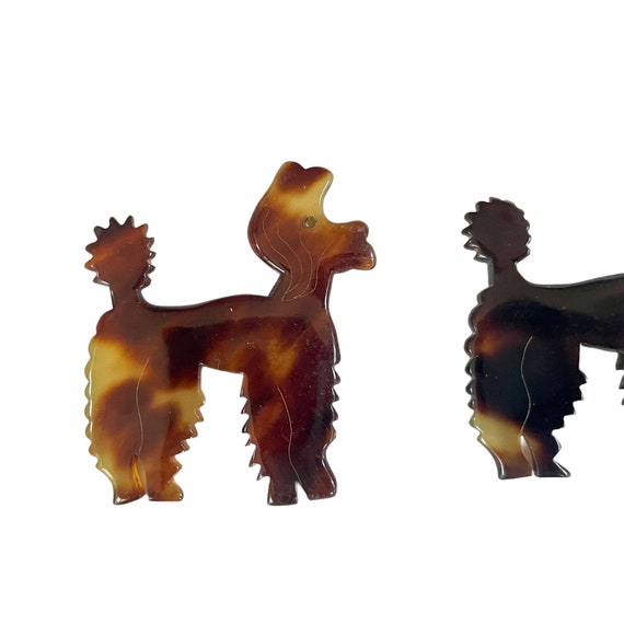 Vintage Bakelite Faux Tortoise Shell Poodle Dog Brooc… - Gem