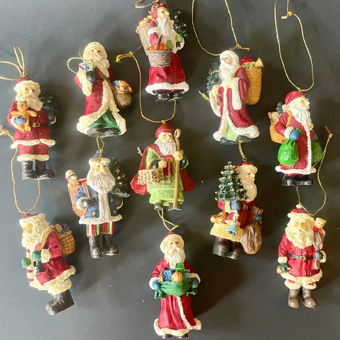 Vintage Santa Ornaments Set of 11 Pieces Santa Claus Father Christmas ...