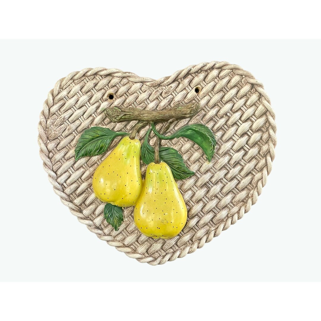 Vintage Raised Pears Wall Hanging With Texture Heart Shaped Resin Wall ...