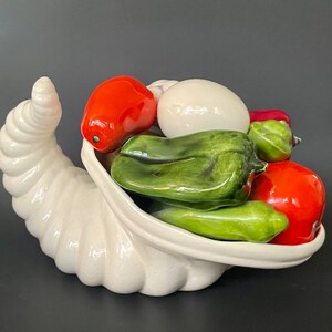 Vintage Ceramic Cornucopia With Vegetables and Egg Midcentury Decor ...