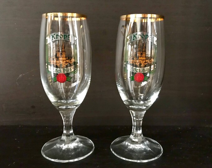 Vintage Set of Kropf Edel Pils Glasses With Gold Rim. German Beer ...