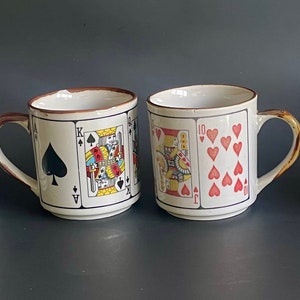 Vintage Harrahs Marina Stoneware Mugs With Playing Cards Set of 4 ...