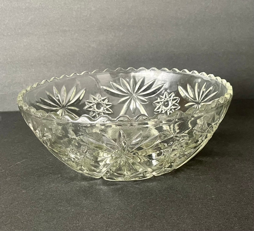 Vintage Glass Bowl by Anchor Hocking in the Prescut Clear Pattern in ...