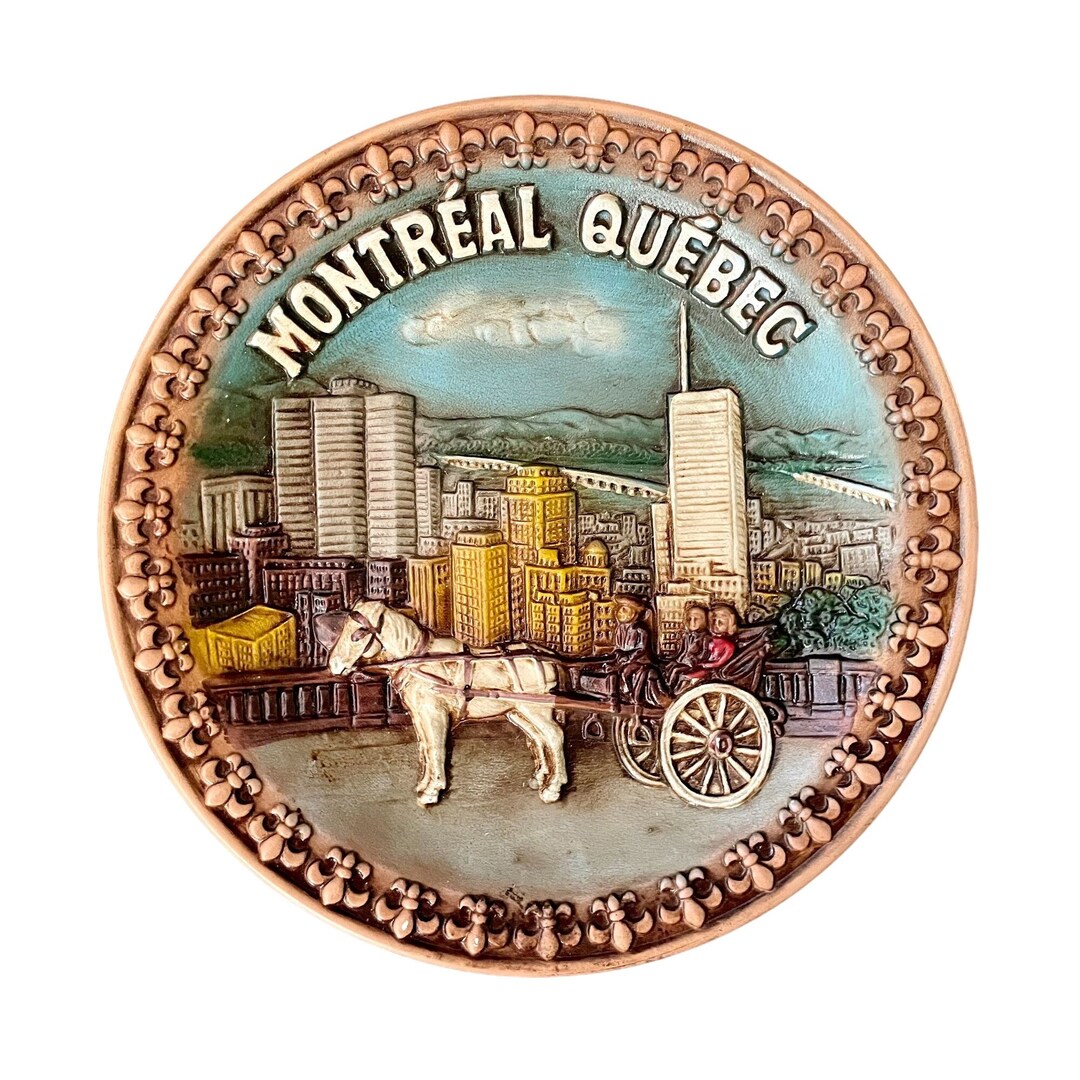 Vintage Montreal Quebec Decorative Plate 3D Dimensional Souvenir Round ...