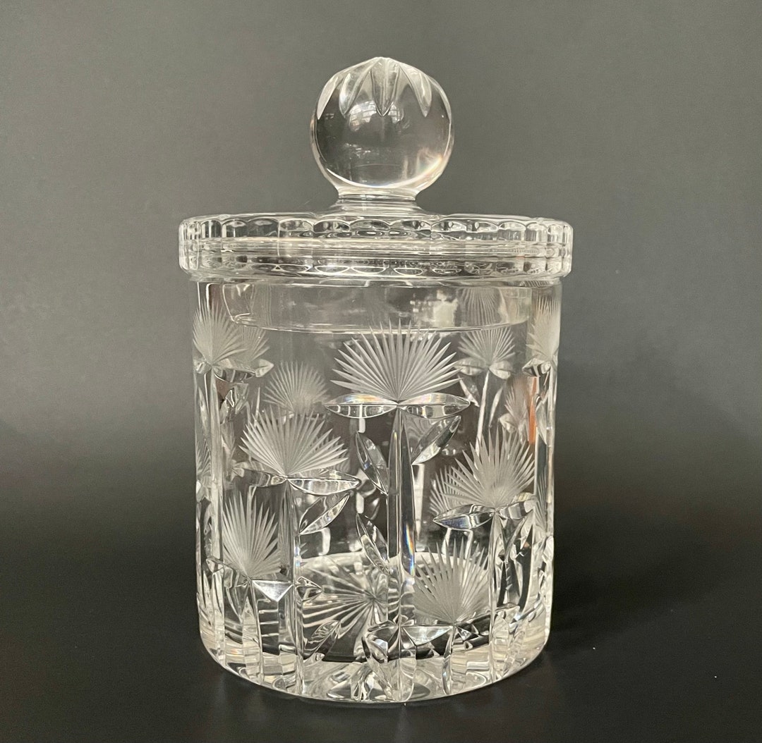Vintage IRENA Crystal Jar With Lid Cut Glass Poland Biscuit Cookie Jar ...