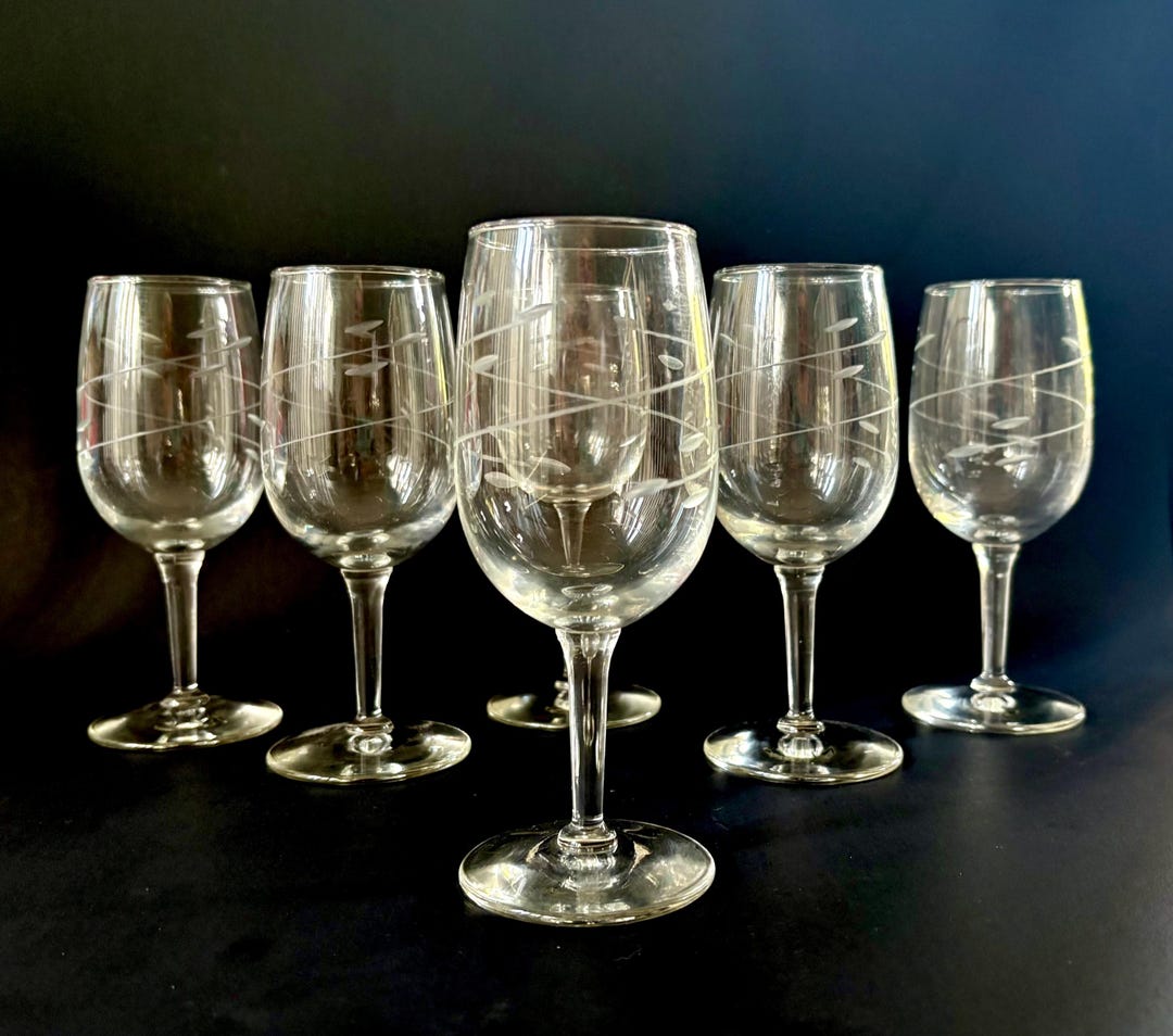 Vintage Wine Glasses Interlude by Libbery Glass Set of 6 Smooth Stem ...