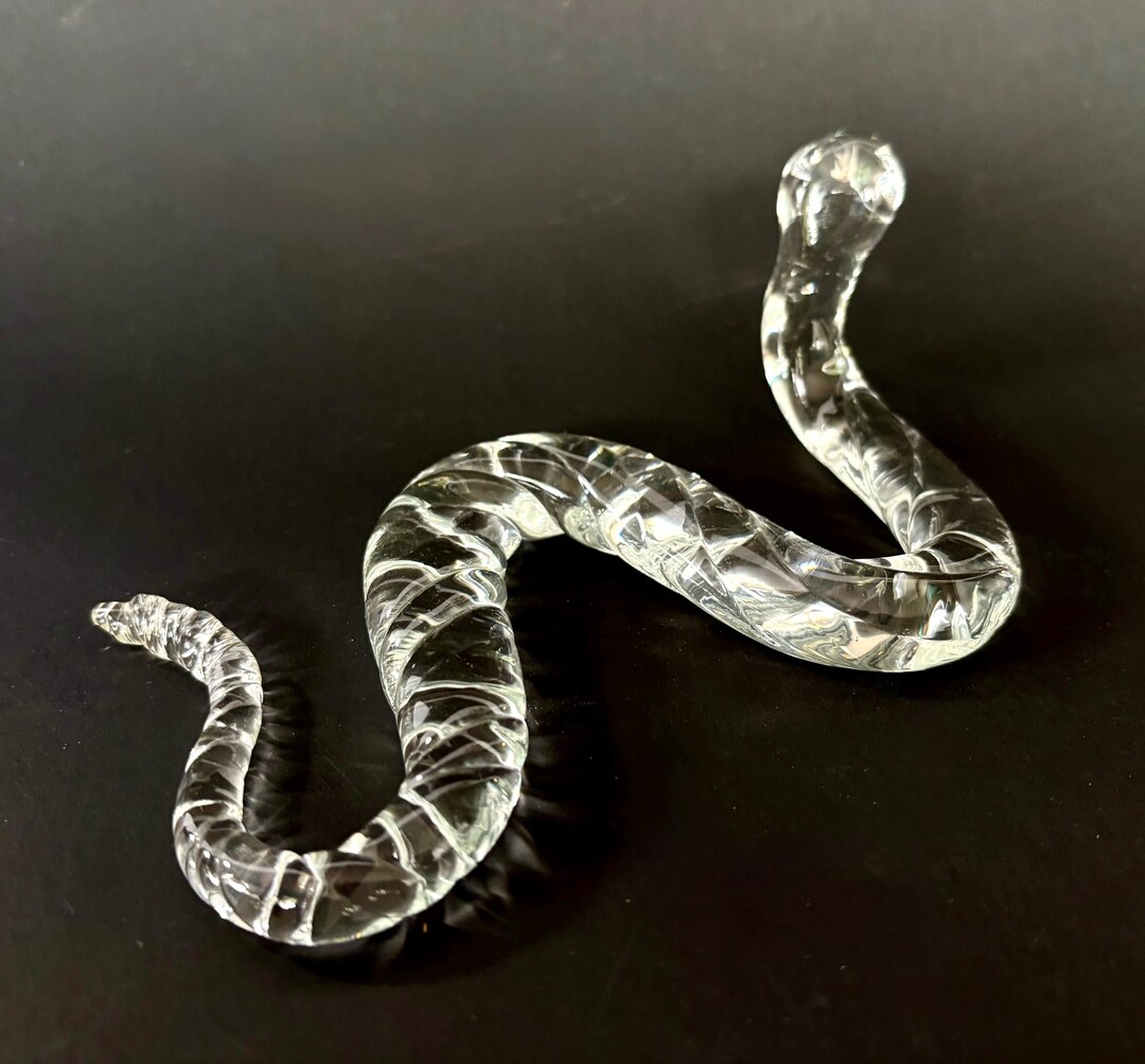 Vintage Hand Blown Glass Snake Sculpture 1970s Large Serpent Decor ...