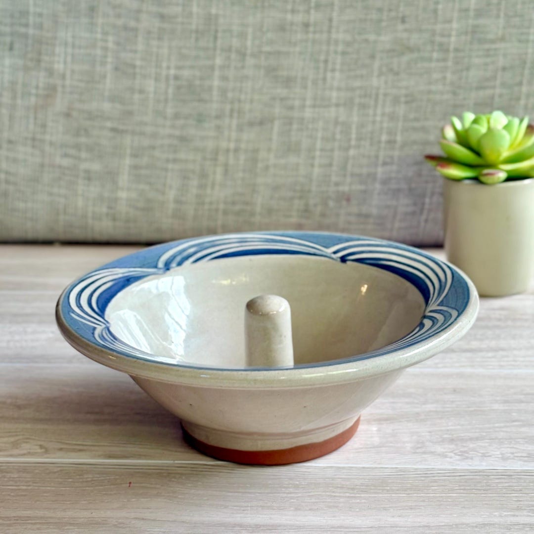 Vintage Whole Apple Baker Dish – Redware Stoneware Blue Cream Glaze ...