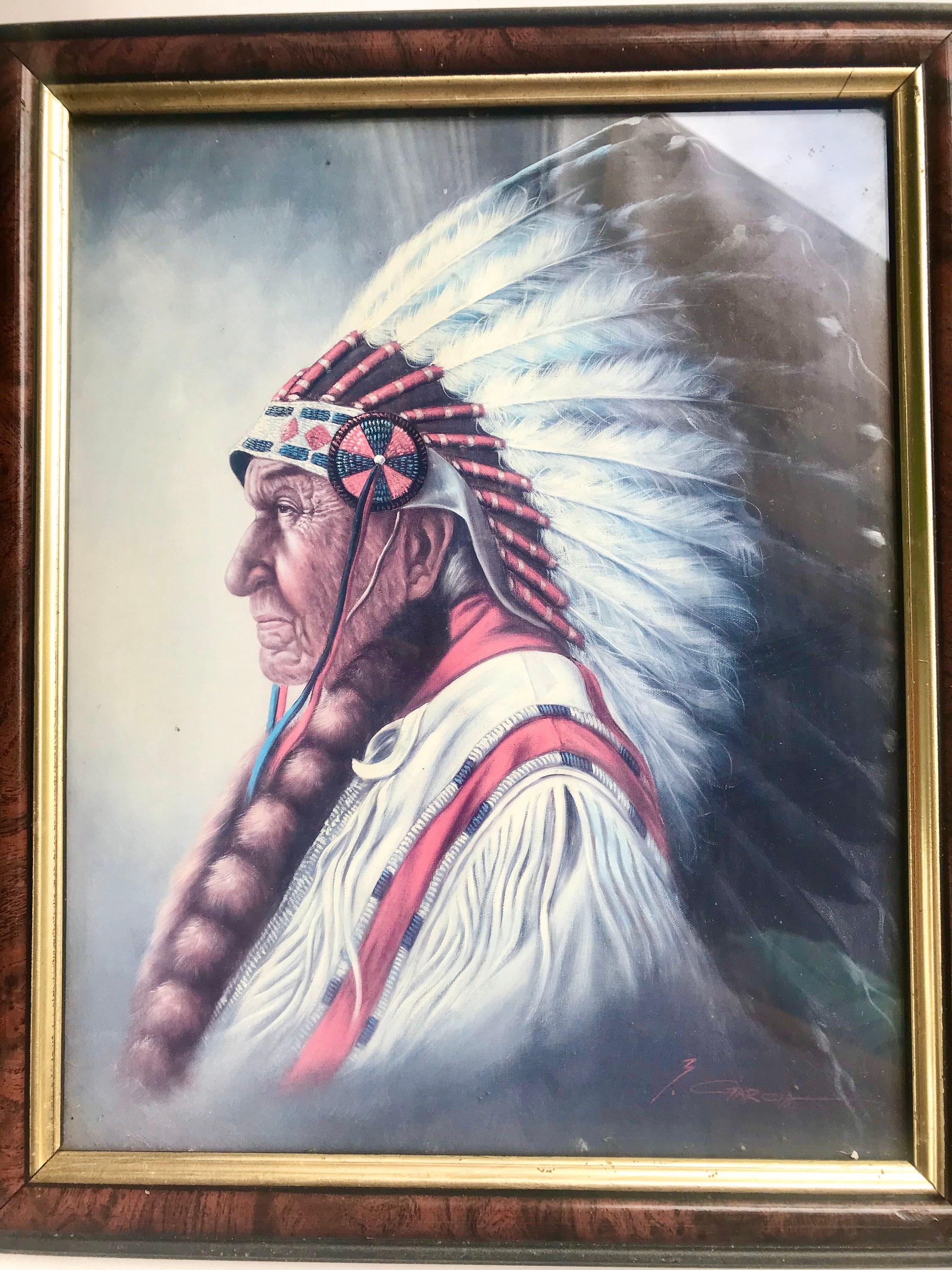 Vintage Full Chief Print of Z Garcia of Native American Chief - Etsy