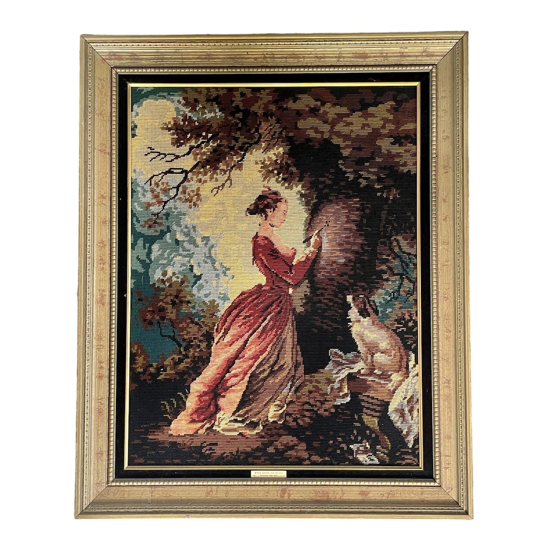 Vintage Margot De Paris Needlepoint Canvas – "woman Carving Her ...