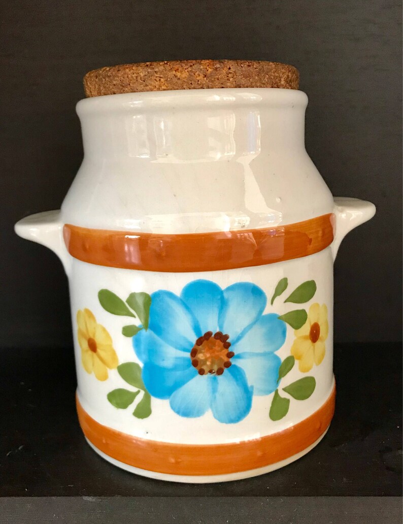Vintage Ceramic Container With Cork Lid From Portugal | Etsy