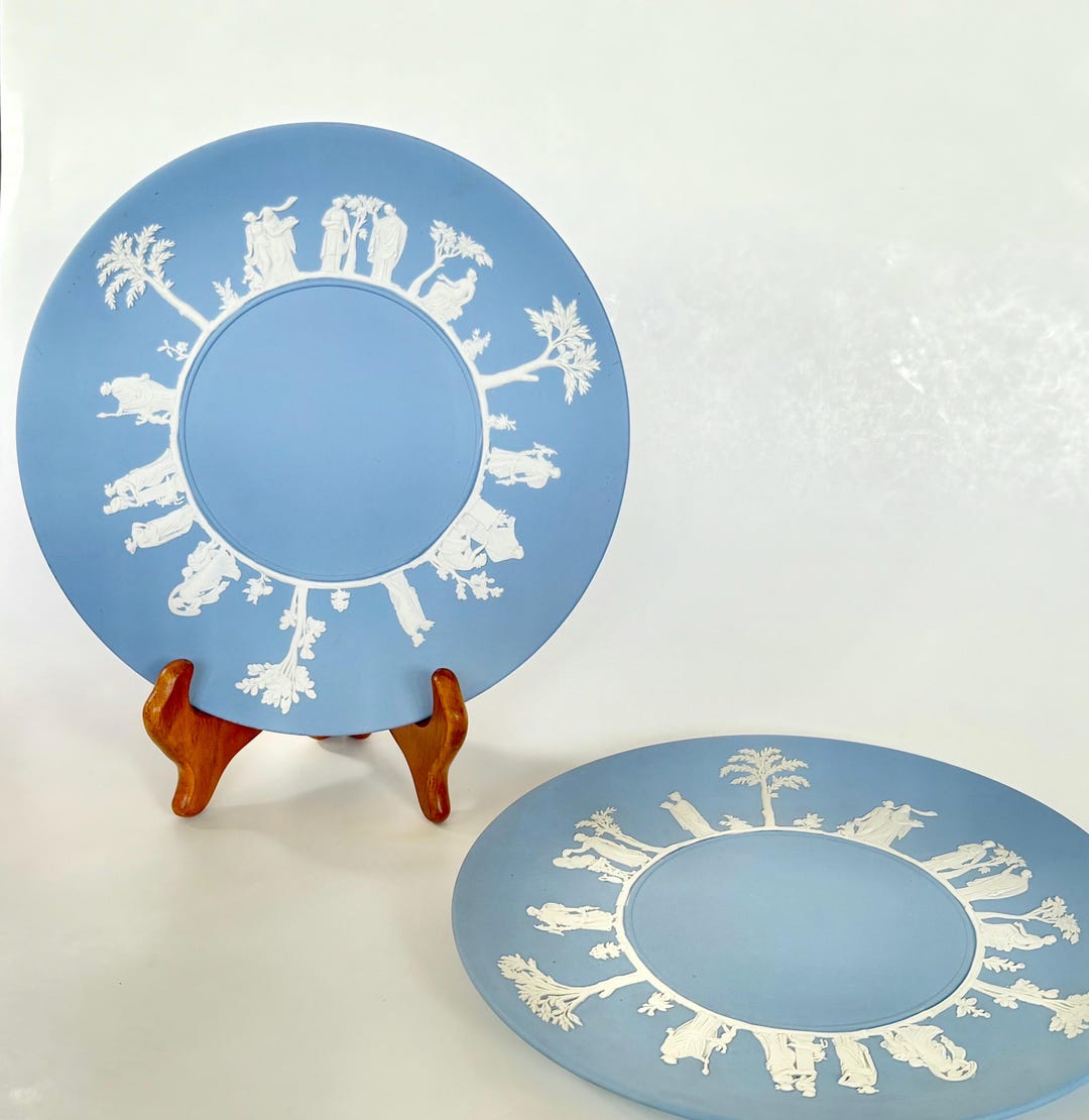 Vintage Wedgwood Jasperware Pale Blue Cake Plate With Sacrifice Pattern ...