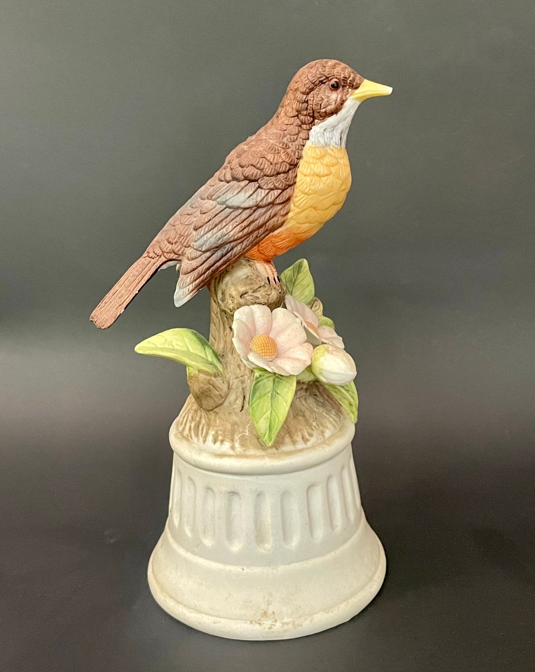 Vintage Porcelain Music Box With Robin Bird & Flowers Plays - Etsy