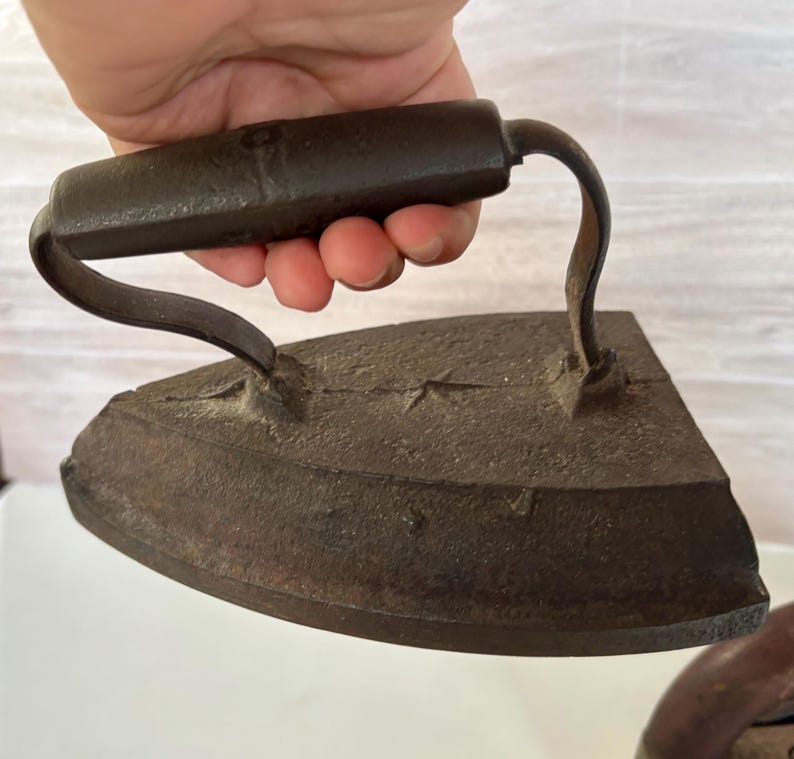 Vintage Cast Iron Sad Irons – Wooden Handle & No. 8 Star Design – Sold ...