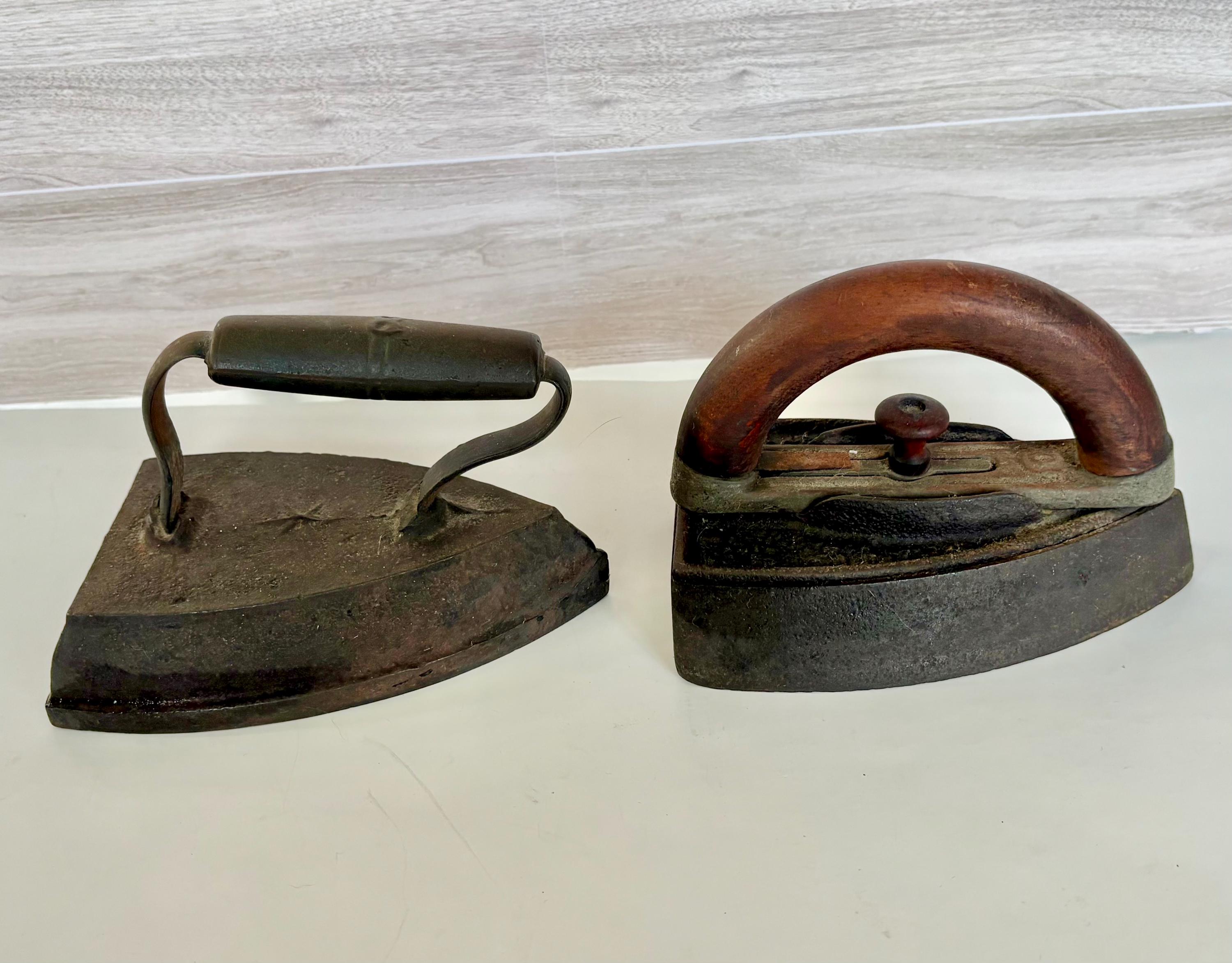 Vintage Cast Iron Sad Irons – Wooden Handle & No. 8 Star Design – Sold ...