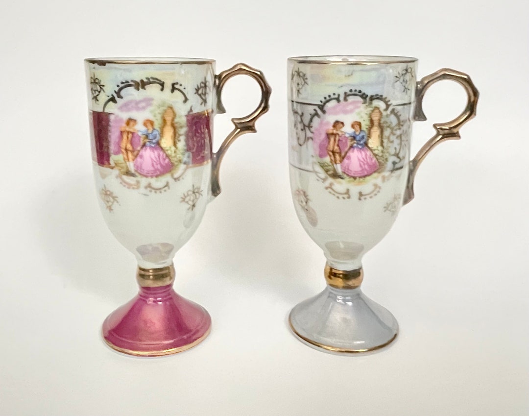 Vintage Royal Vienna Demitasse Teacups – Set of 2 Iridescent Footed ...