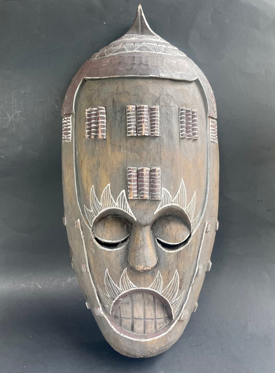 Large Wooden Indonesian Mask Wall Hanging Indonesia Tribal Mask Hand ...