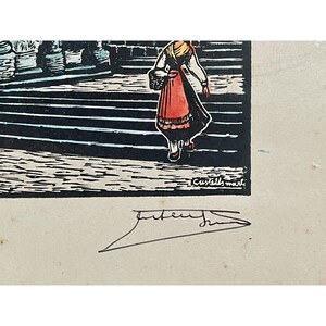Vintage Juan Castells Marti Galicia Wood Cut Color Engraving Art Print ...