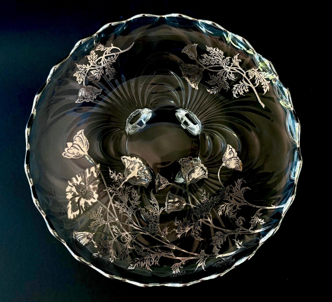 Vintage Silver Poppies Cake Plate by Silver City, Flanders Clear ...
