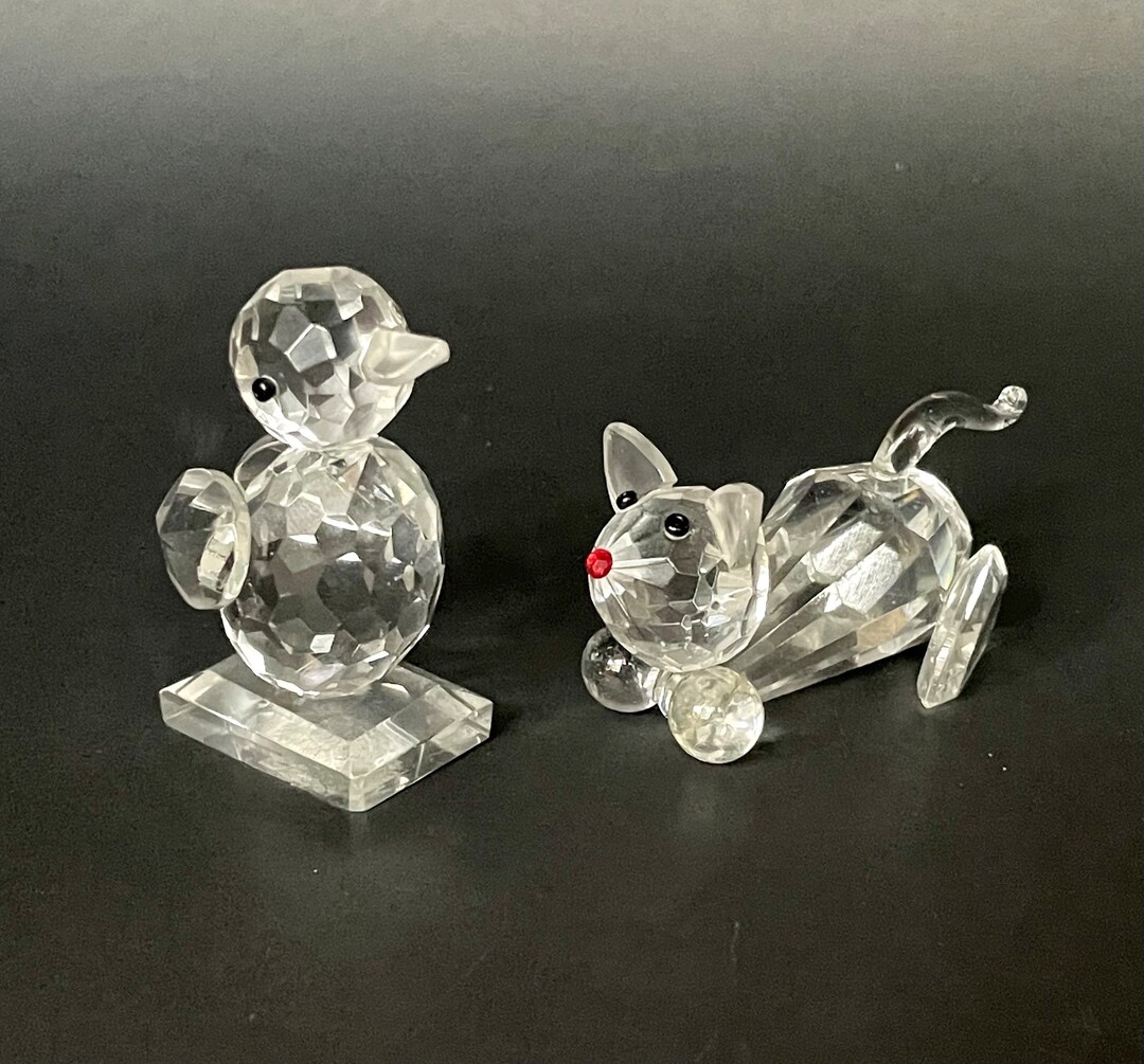Vintage Swarovski Crystal Cat and Duck Figurines SOLD SEPARATELY Cut ...