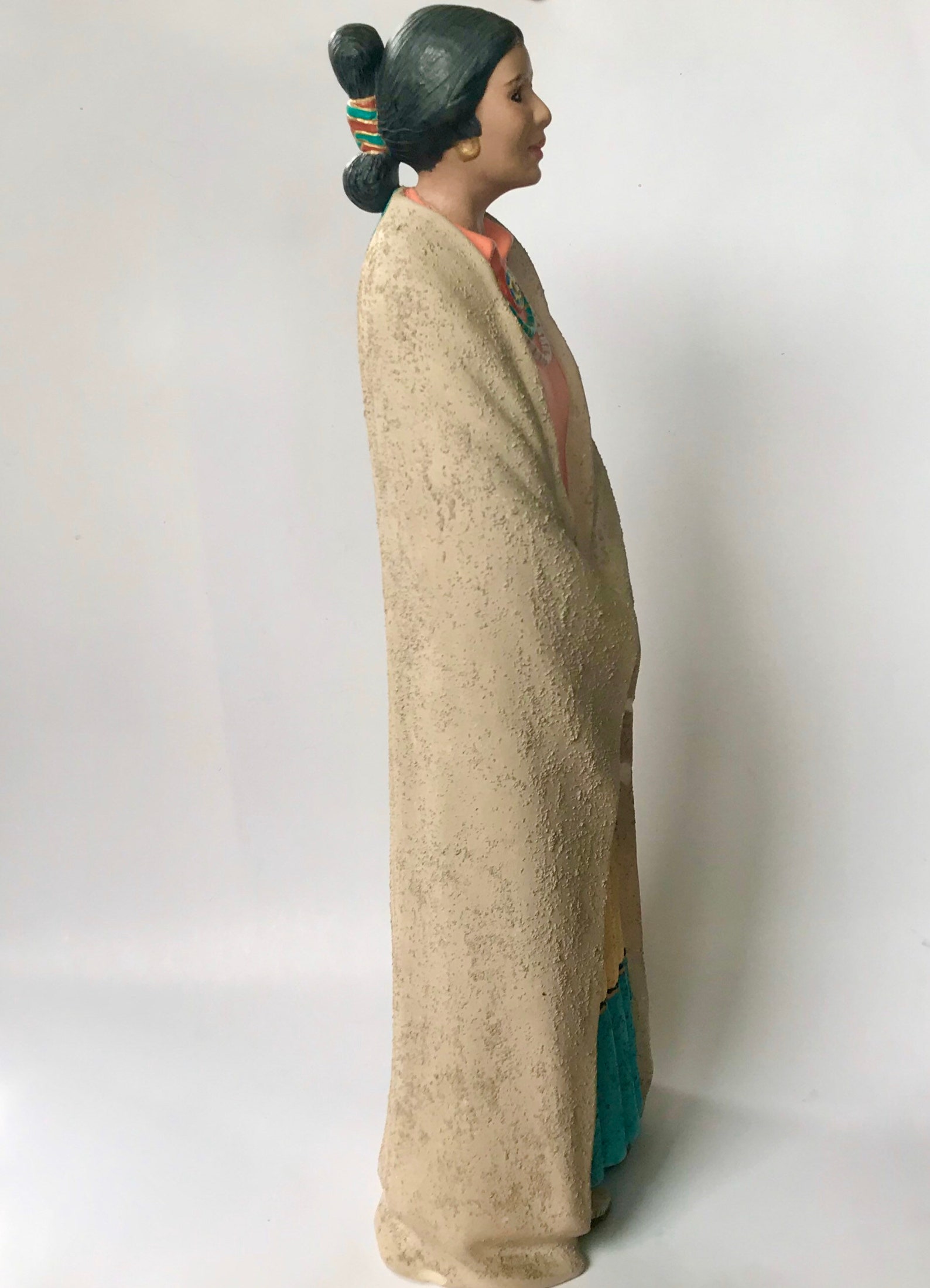 Large Vintage Ceramic Statue of Native American Woman standing | Etsy