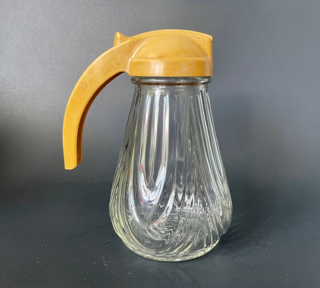 Vintage Syrup Pitcher With Mustard Plastic Lid Diner Syrup Cream ...