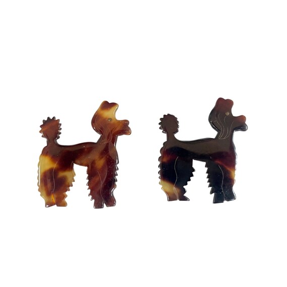 Vintage Bakelite Faux Tortoise Shell Poodle Dog Brooc… - Gem