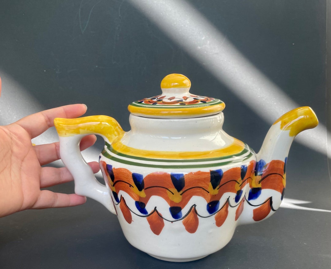 Vintage Italian Pottery Teapot Hand Painted Large Vintage - Etsy