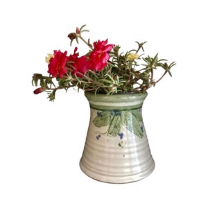 Vintage Fine Arts Ceramic Stoneware Vase in Green & Beige Signed ...