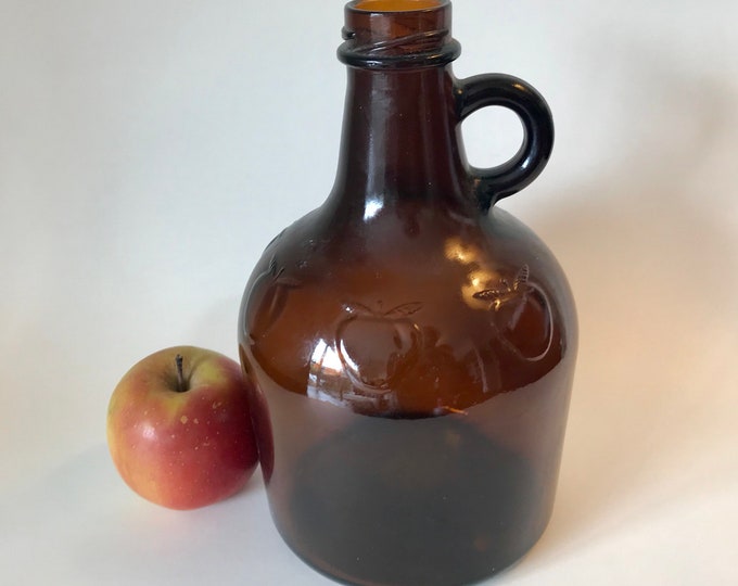 RARE Vintage Cider Brown Glass Jug With Embossed Apples. Amber - Etsy