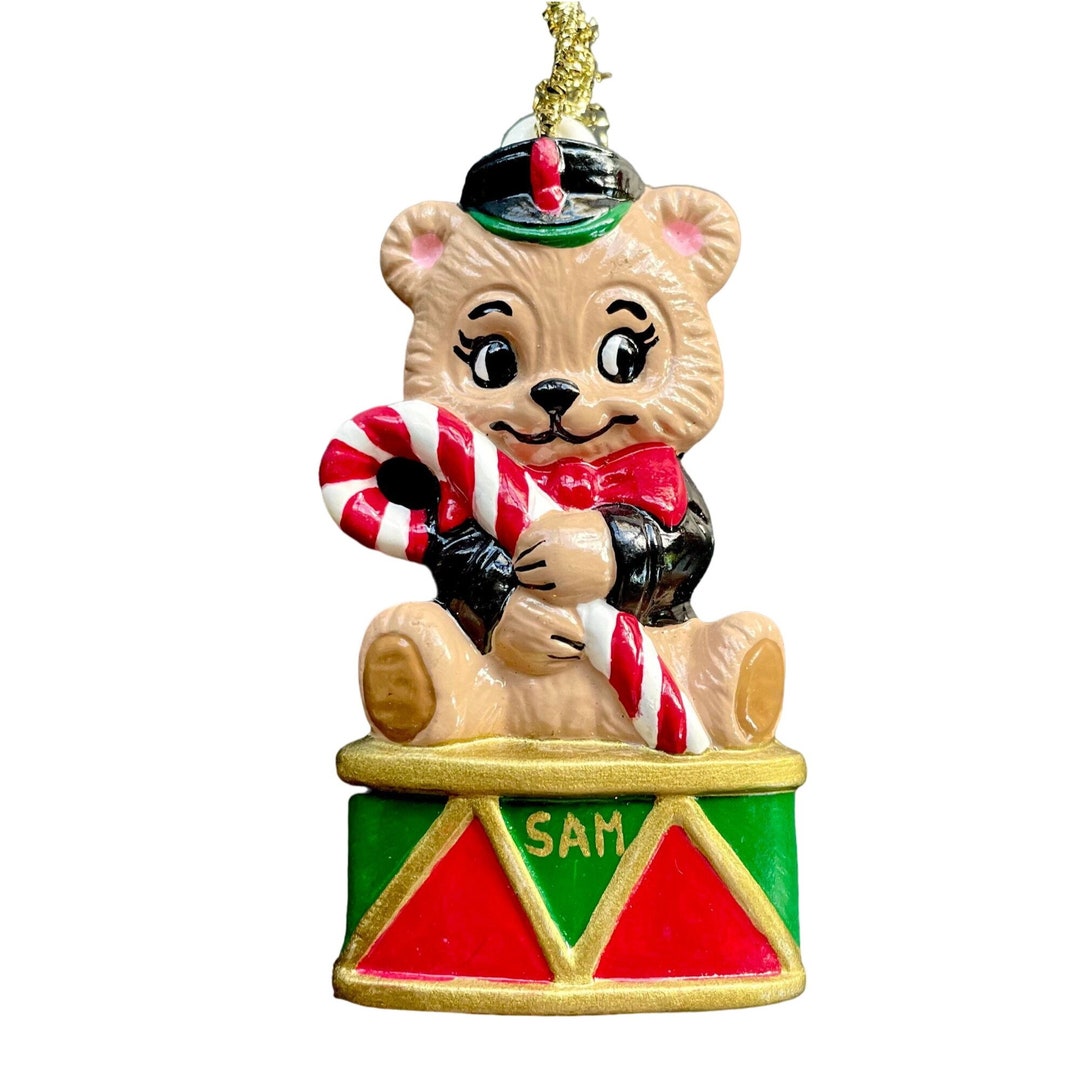 Vintage SAM Ornament 80s Teddy Bear Christmas Made Out of Ceramic ...
