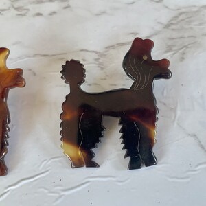 Vintage Bakelite Faux Tortoise Shell Poodle Dog Brooch Pin PRICED ...