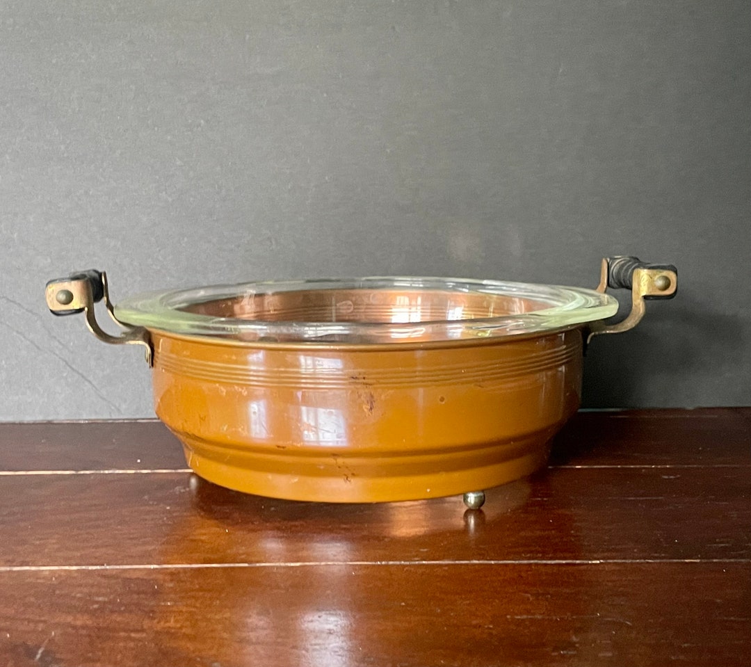 Vintage Coppercraft Guild Copper Casserole Pyrex Warming Dish Metal and ...