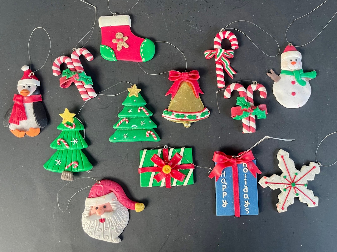 Vintage Polymer Clay Christmas Ornaments Set of 13 Pieces Including ...