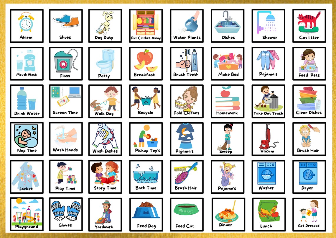 Kids Daily Responsibilities Chart, Printable Daily Routine, Chore Chart ...