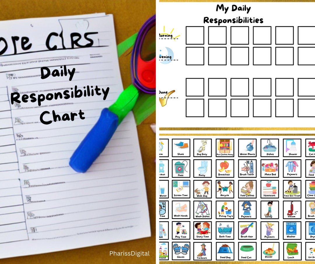 Kids Daily Responsibilities Chart, Printable Daily Routine, Chore Chart ...