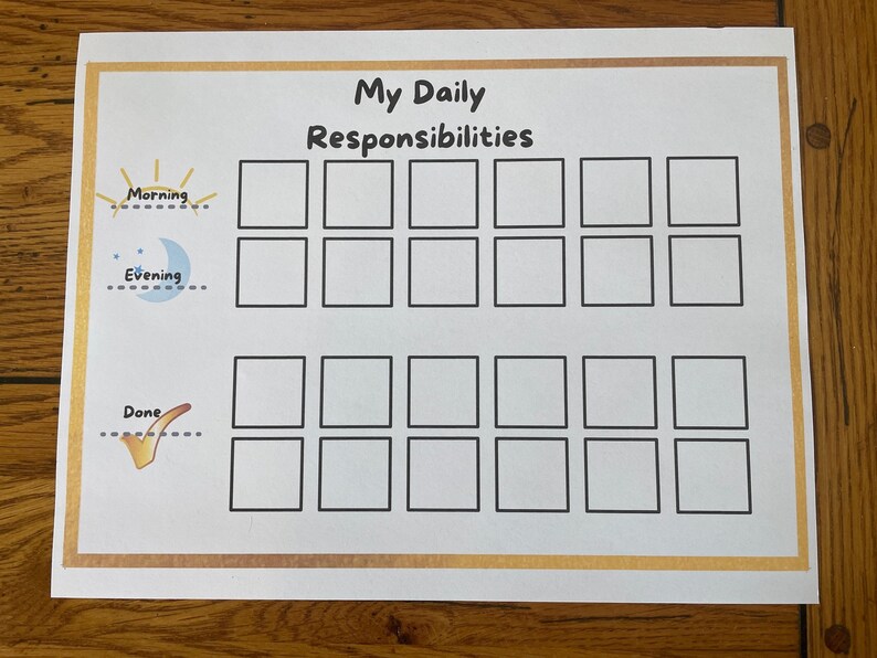 Kids Daily Responsibilities Chart, Printable Daily Routine, Chore Chart ...