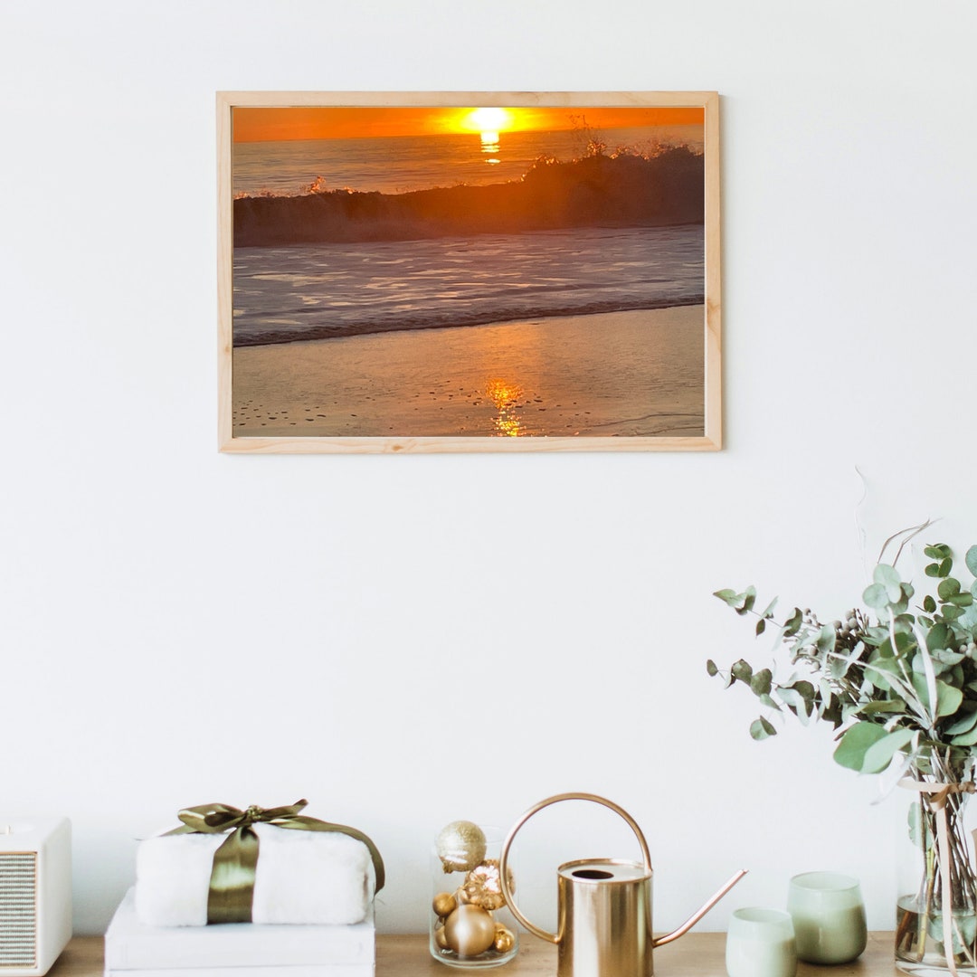 Beach Sunset Wall Art Print. Digital Sunset Painting Abstract Wall Art. Coastal Landscape Art - Etsy