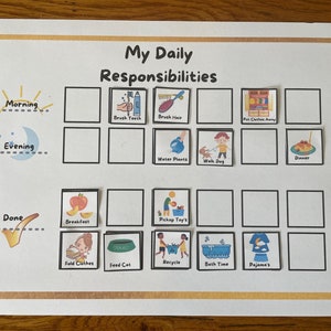 Kids Daily Responsibilities Chart, Printable Daily Routine, Chore Chart ...
